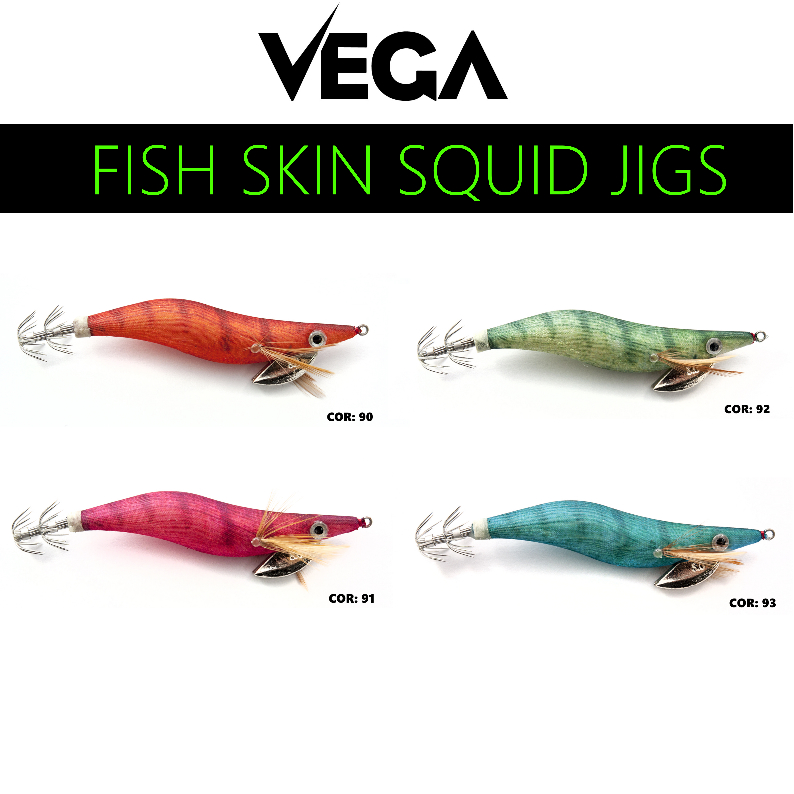 Toneiras Vega Fish Skin Squid Jig Tamanho 3.0 - Pesca Barrento