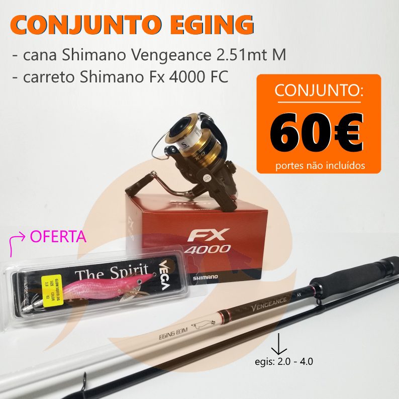 Conjunto Eging Shimano Vengeance 2.51mt M + Shimano FX 4000 FC - Pesca Barrento