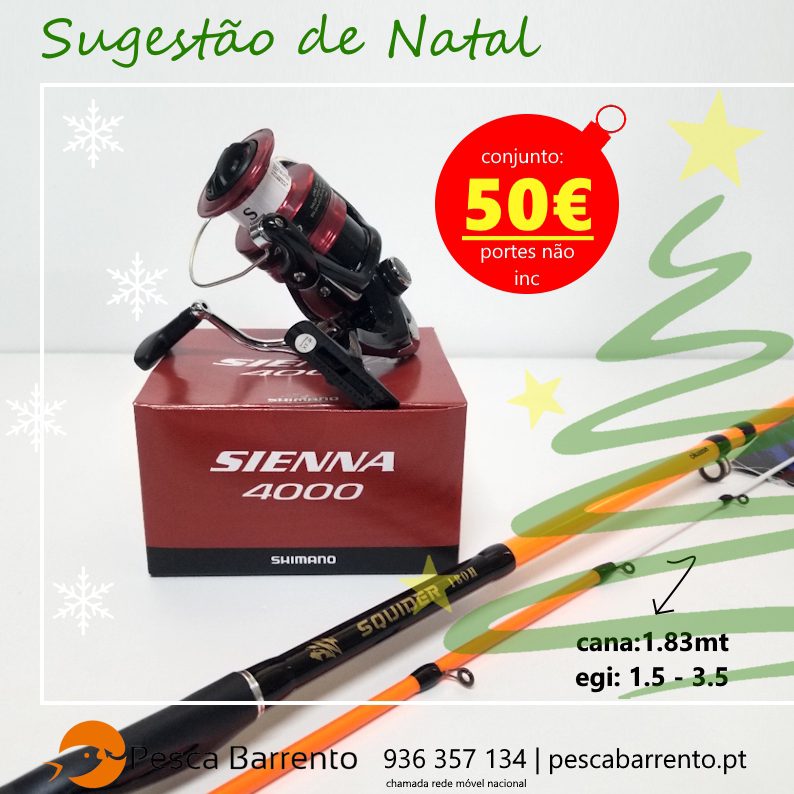 Conjunto eging Okuma Squider 1.83mt + Shimano Sienna 4000 FG - Pesca Barrento
