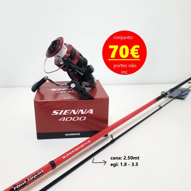 Conjunto eging Okuma Red Squid 2.50mt + Shimano Sienna 4000 FG - Pesca ...